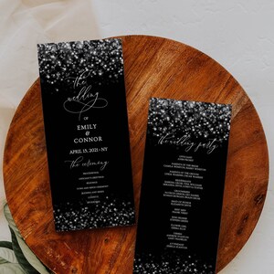 Black and Silver Programs, Ceremony Program Template, Wedding Program ...