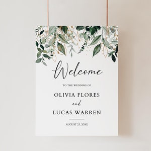 Editable Welcome Sign, Eucalyptus Greenery Welcome Sign, Rustic Welcome ...