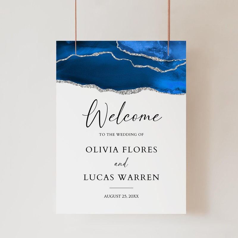 Royal Blue and Silver Welcome Sign - Etsy