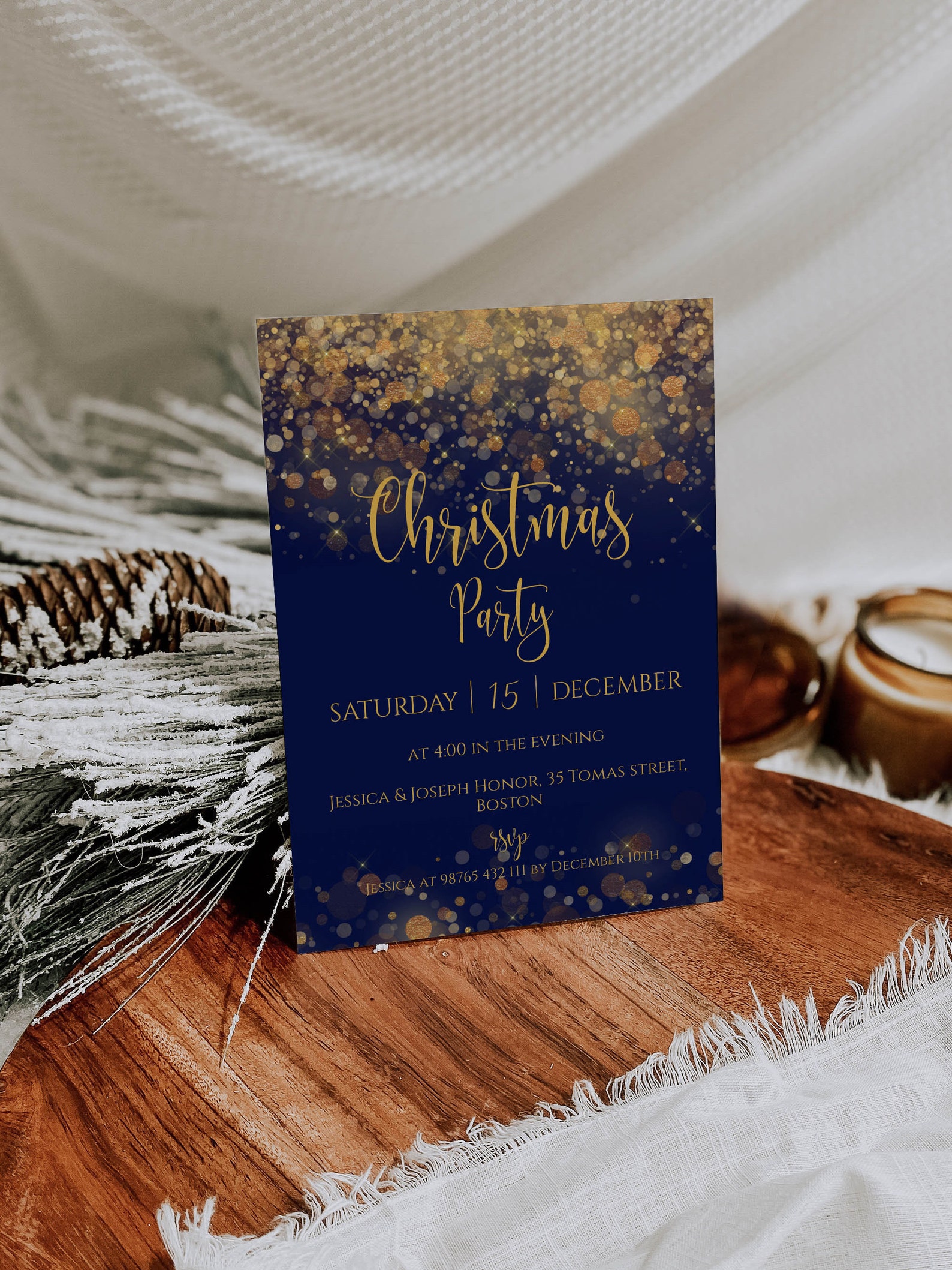 Christmas Party Invitation Template Blue Christmas | Etsy