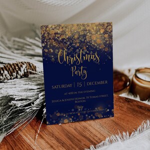 Christmas Party Invitation Template Blue Christmas (Instant Download ...