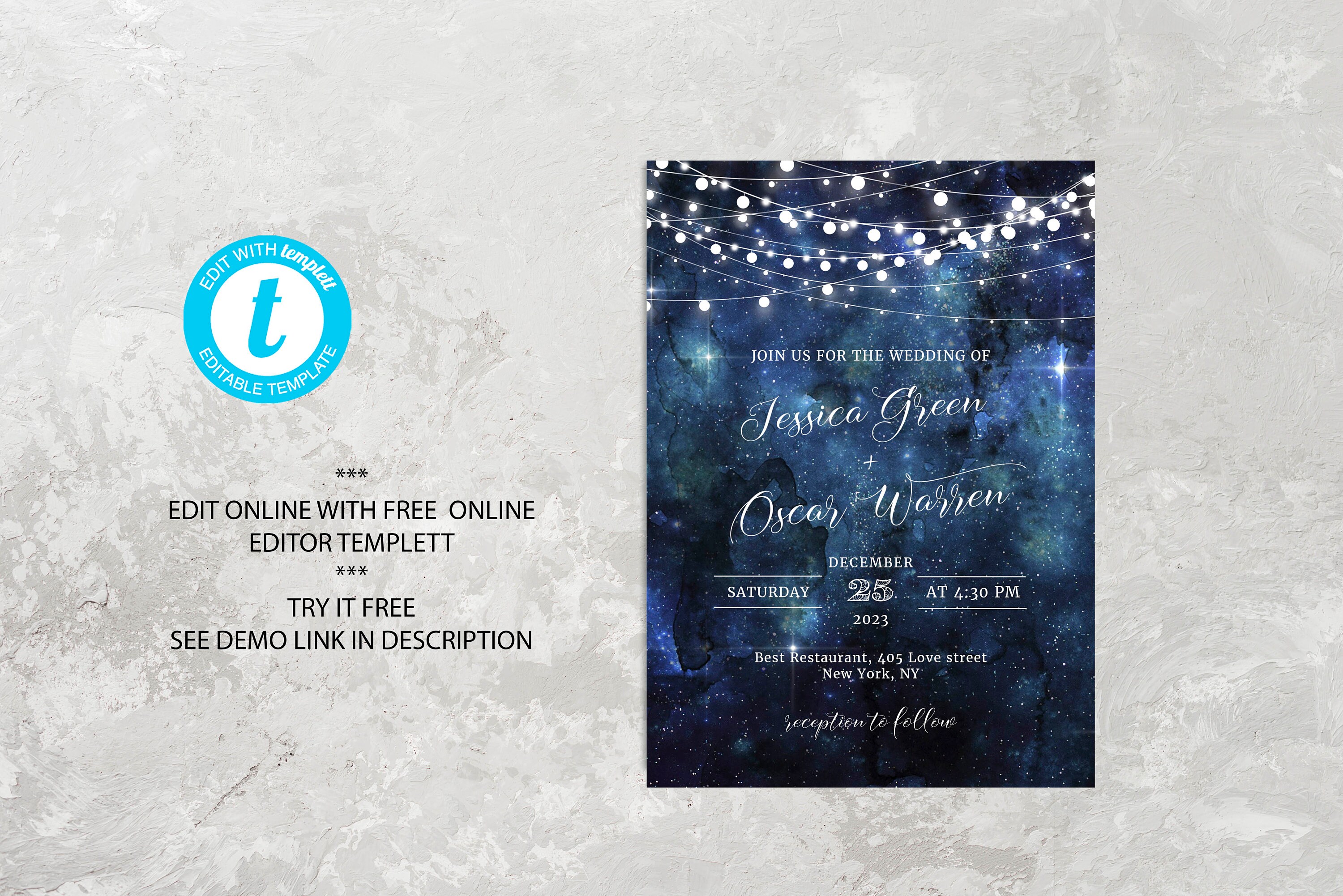 Wedding Invitation Galaxy Wedding Invitation Under the Star - Etsy