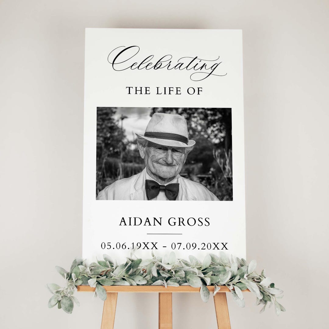 Editable Funeral Welcome Sign With Photo: Celebration of Life Template ...