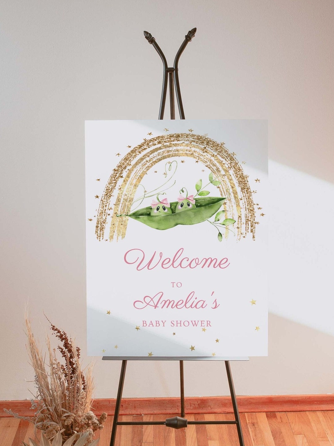 Twin Girls Baby Shower Welcome Sign: Two Peas in a Pod (printable ...