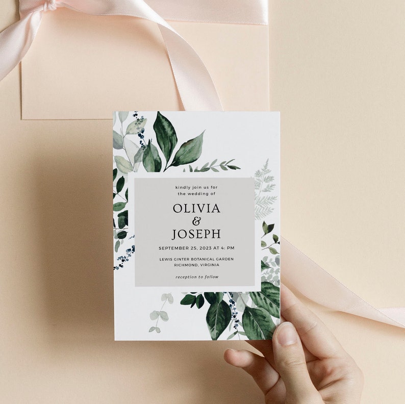 OLIVIA Botanical Wedding Invitation Set Greenery Wedding | Etsy
