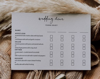 Wedding Menu Choice Card - Etsy