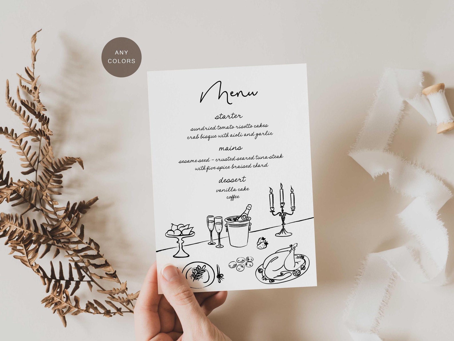 Whimsical Menu Card Template: Hand-drawn Doodle Design (editable ...