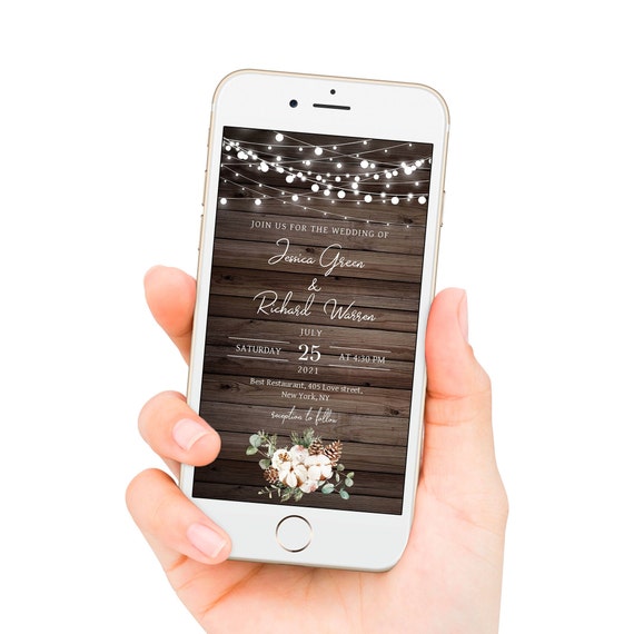 Digital Wedding Invitation Rustic Wedding Invite Country | Etsy