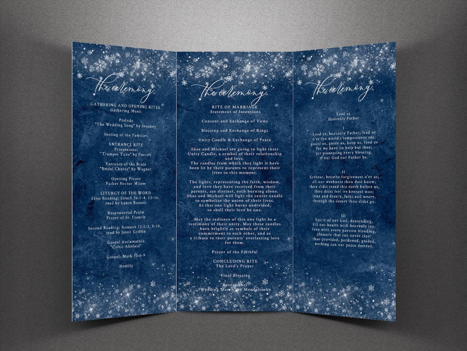Trifold Wedding Program Template Winter Ceremony Program - Etsy