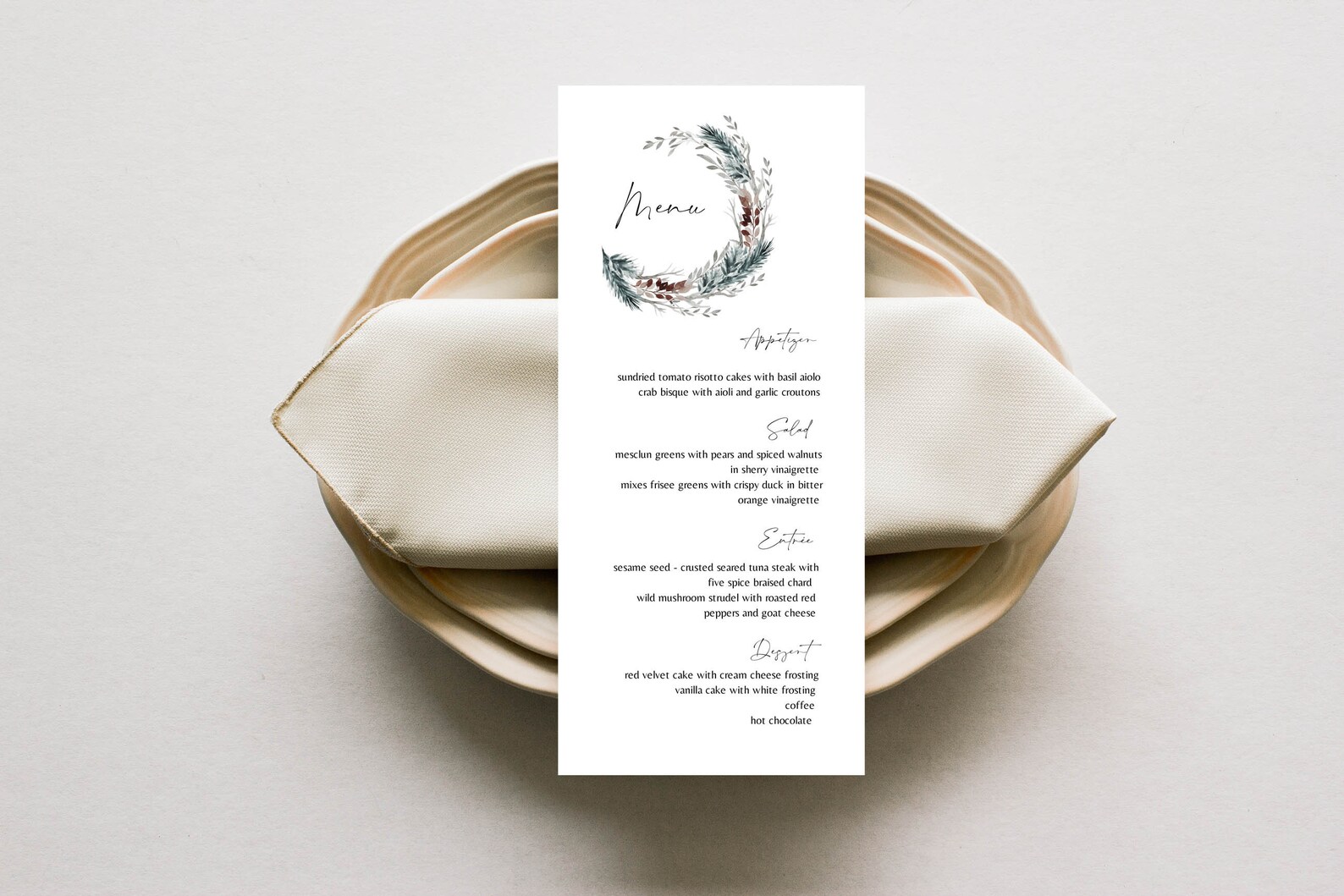 Christmas Menu Card With Place Card Menu Card Template Menu - Etsy