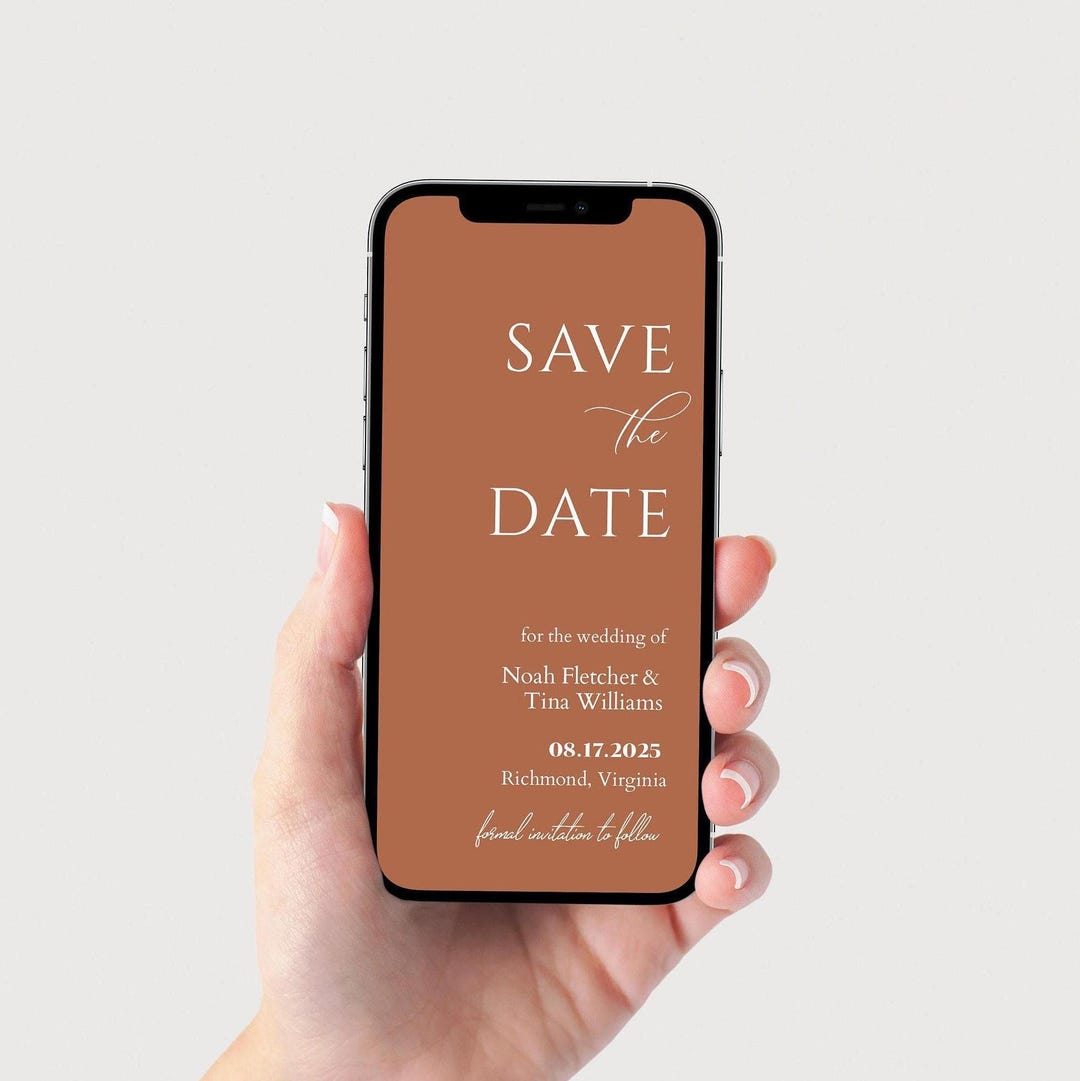 Save the Date Text Massage, Save the Date Orange, Digital Save the Date ...