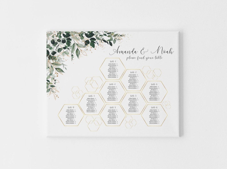 Hexagon Wedding Seating Chart Geometric Seating Chart Large | Etsy