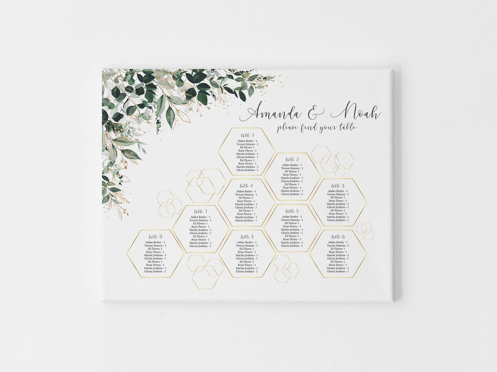 Hexagon Wedding Seating Chart Geometric Seating Chart Large | Etsy