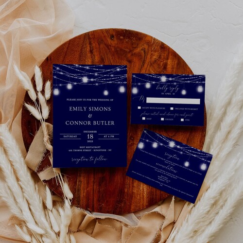 Blue and Silver Wedding Invitation Invitation Template Fairy - Etsy