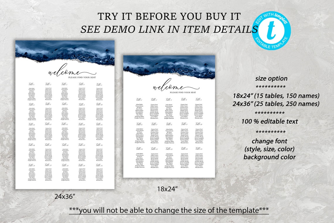 Watercolor Wedding Seating Chart Template Wedding Seating - Etsy