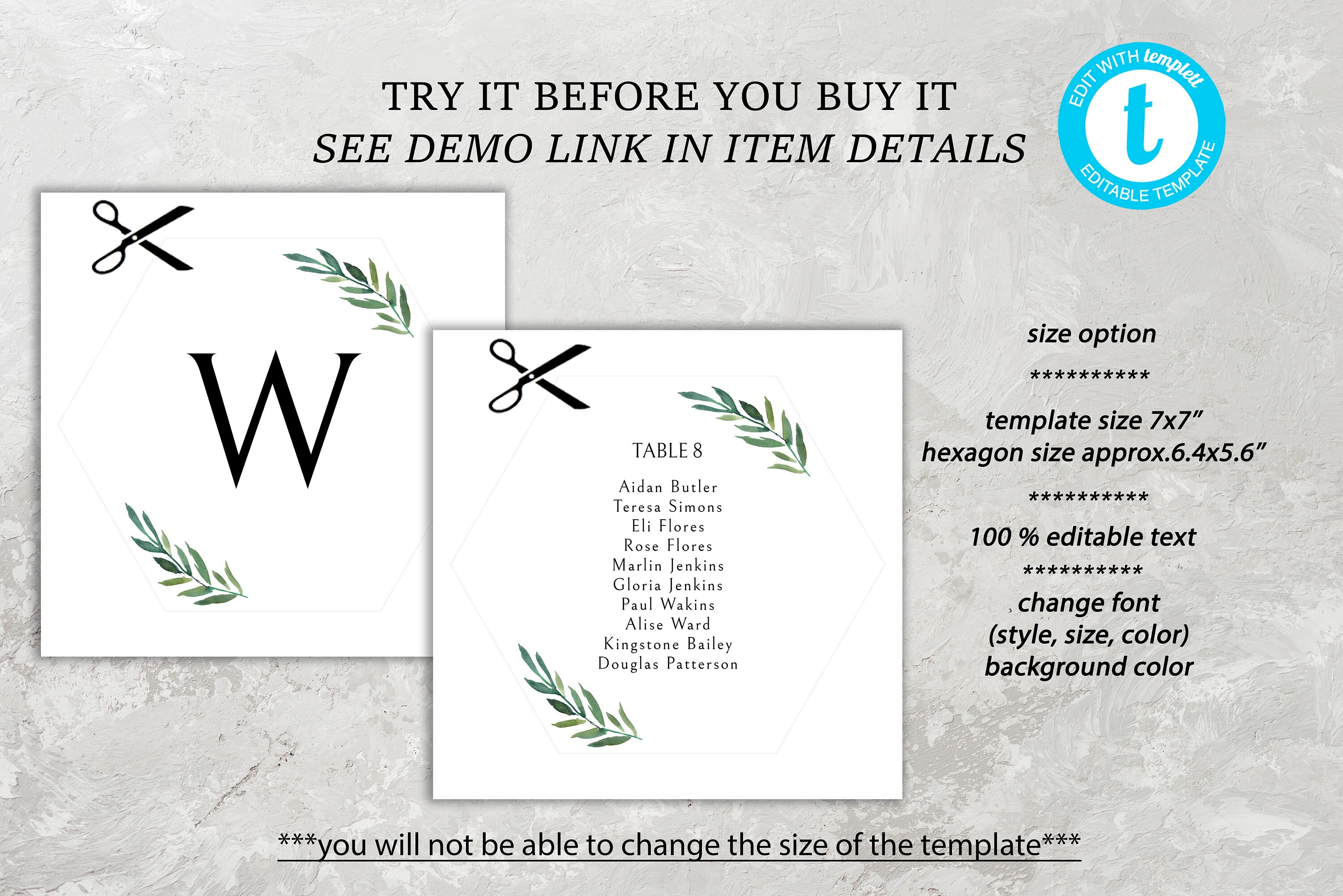 Hexagon Seating Chart Template Wedding Seating Chart | Etsy