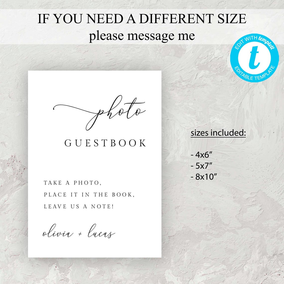 Modern Minimalist Wedding Photo Guest Book Sign Template, Guestbook ...