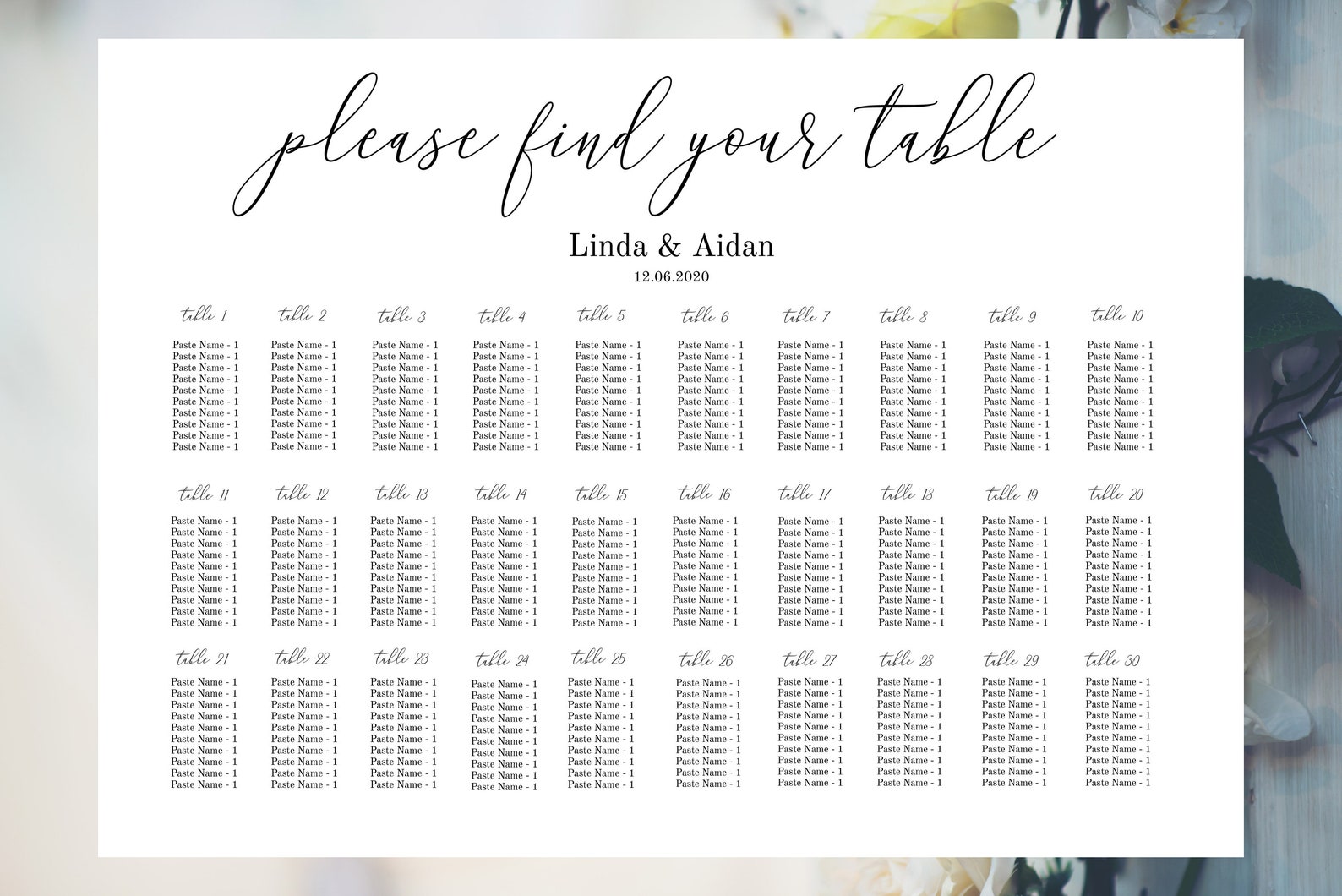 Wedding Seating Chart Large Seating Chart Plan for 300 - Etsy