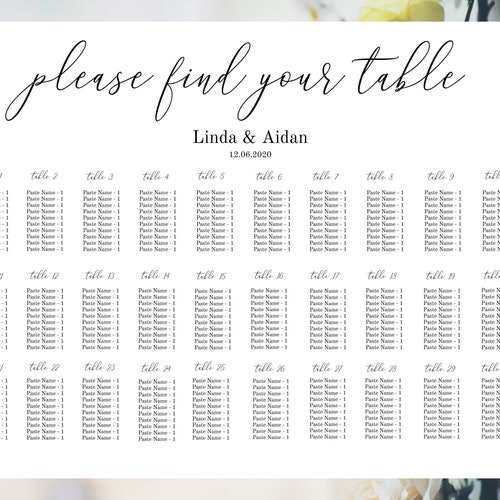 Wedding Seating Chart Large Seating Chart Plan for 300 - Etsy