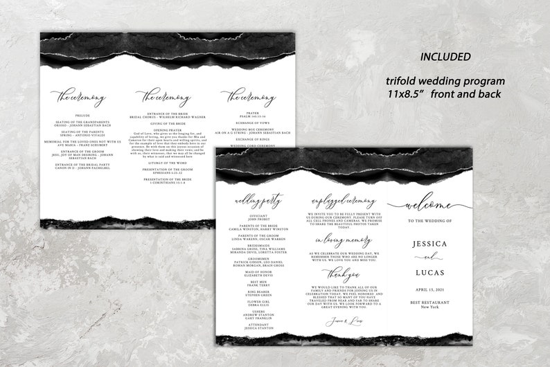 Trifold Wedding Program Template Folding Program Wedding - Etsy