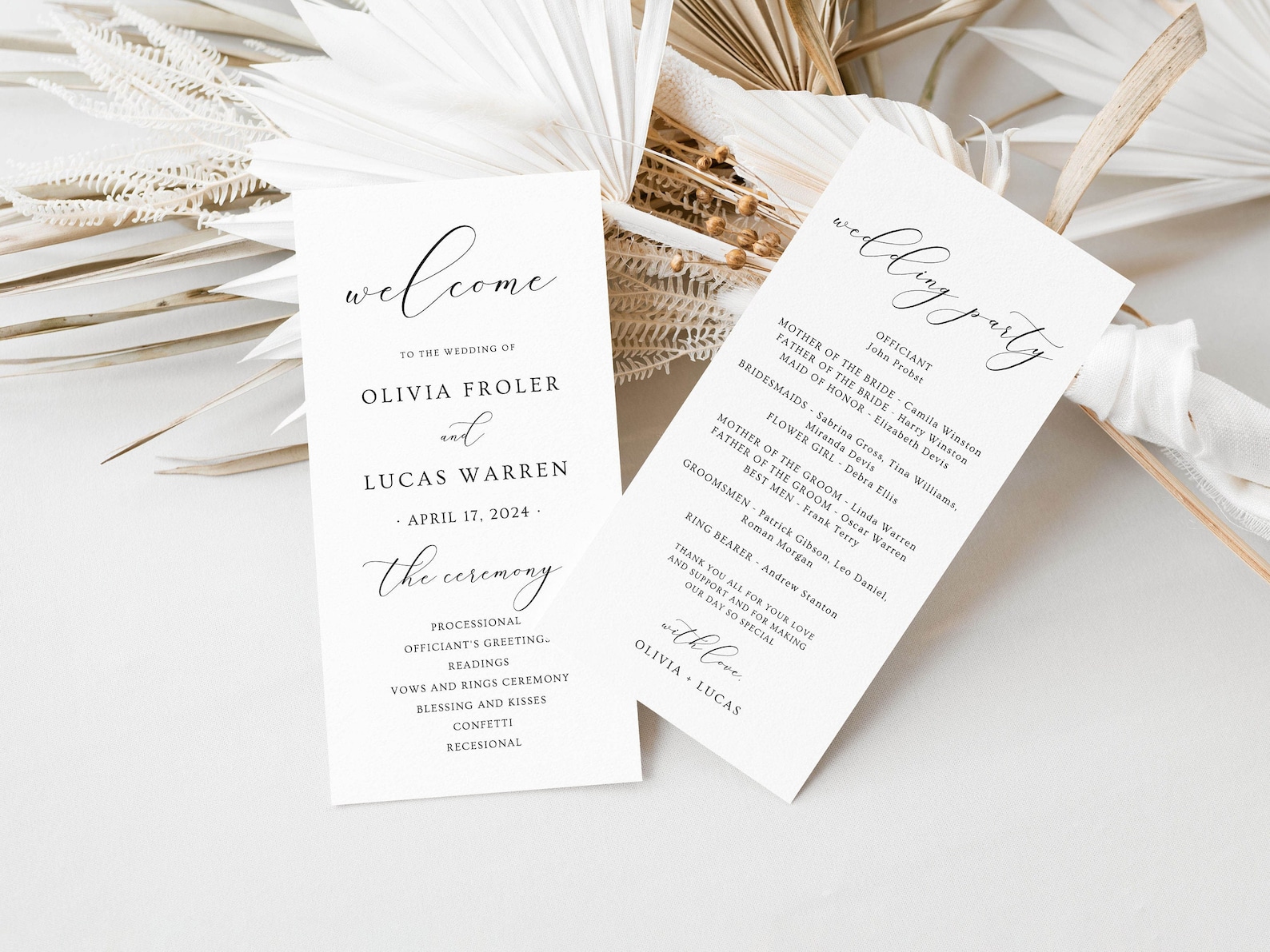 Minimalist Wedding Program Template Elegant Wedding Program - Etsy