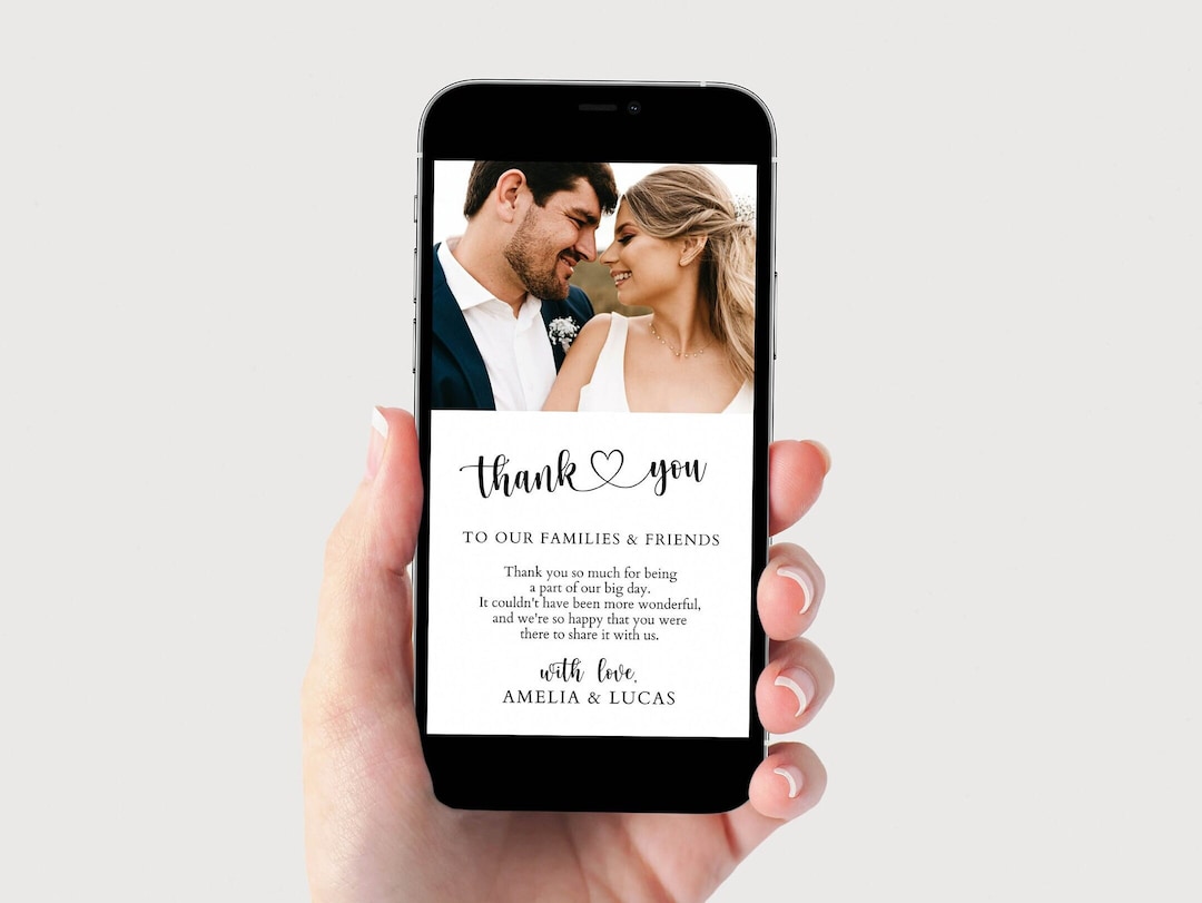 Electronic Wedding Thank Template, Digital Thank You Card Template ...