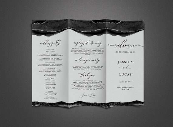 Trifold Wedding Program Template Folding Program Wedding - Etsy