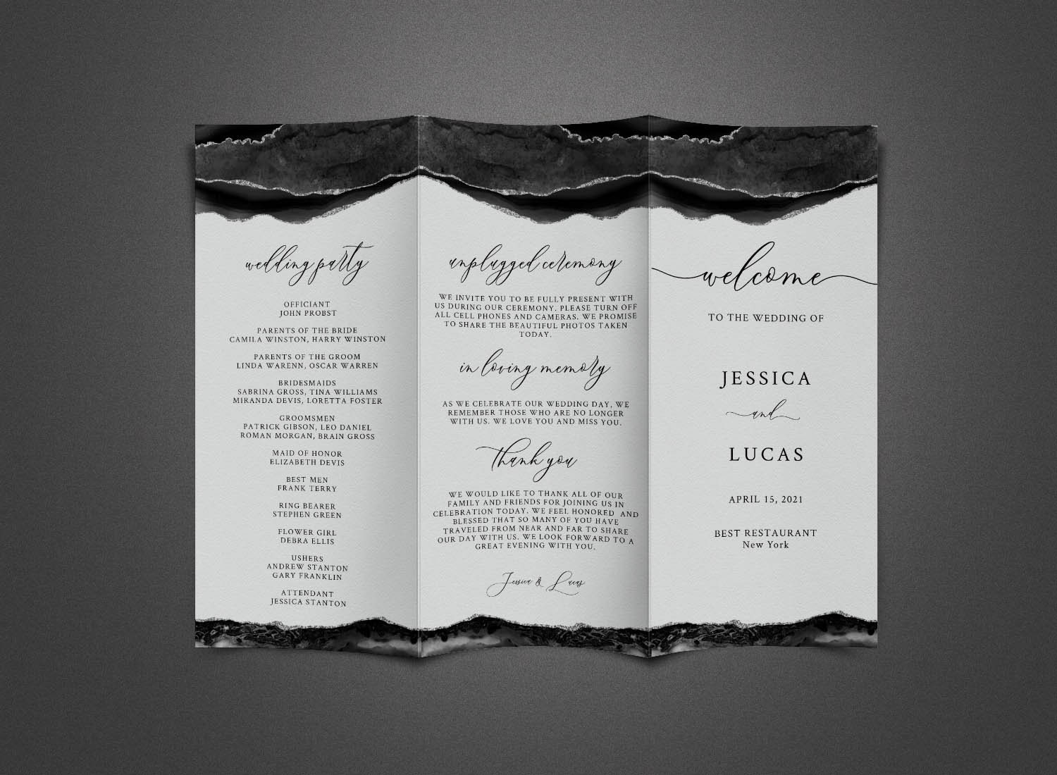 Trifold Wedding Program Template Folding Program Wedding - Etsy