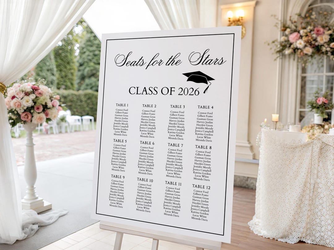 Editable Graduation Seating Chart Sign Template: Class of 2026 ...