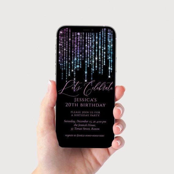 Electronic Digital Birthday Invitation Birthday Invite Text - Etsy