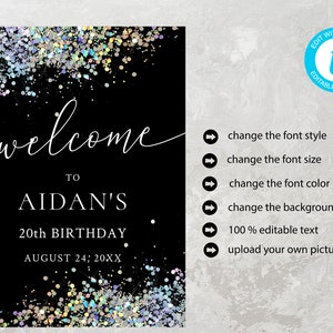 Glitter Welcome Sign, Birthday Party Welcome Sign, Welcome Sign ...