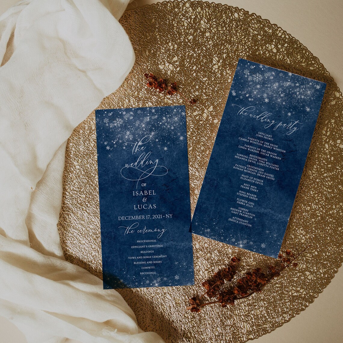 Winter Wedding Program Template Ceremony Program Template - Etsy