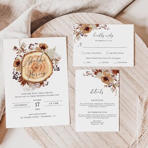 Wedding Invitation Fall, Wedding Invitation Rustic Autumn, Wedding ...