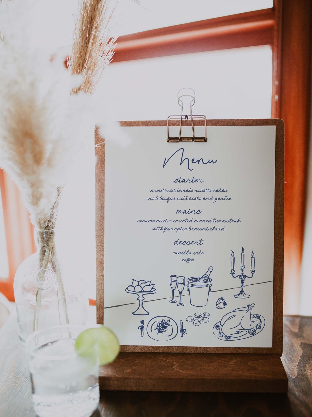 Whimsical Menu Sign, Hand Drawn Dinner Party Menu, Table Menu Sign ...
