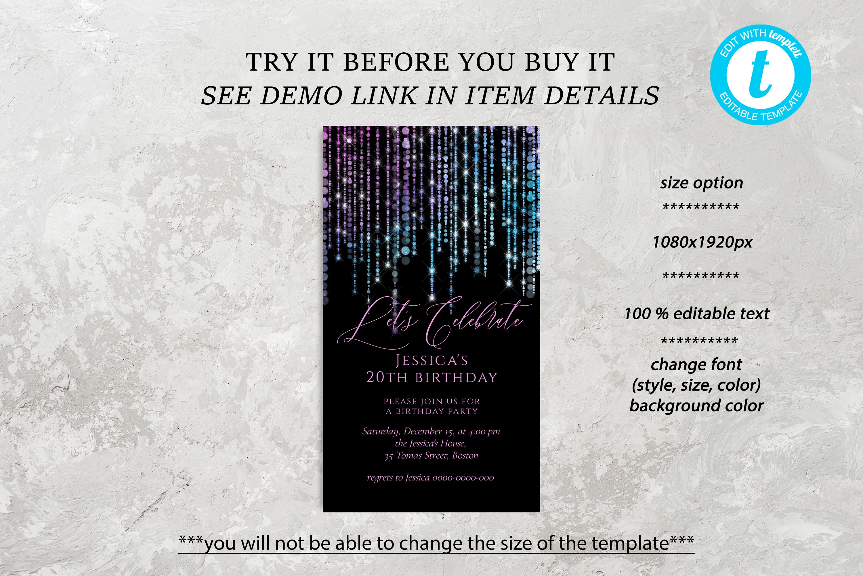 Electronic Digital Birthday Invitation Birthday Invite Text | Etsy