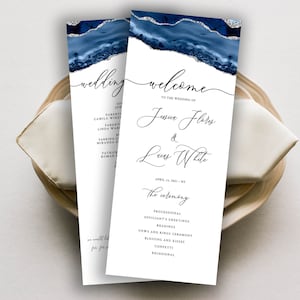 Blue Wedding Program Template Customize Wedding Program DIY | Etsy