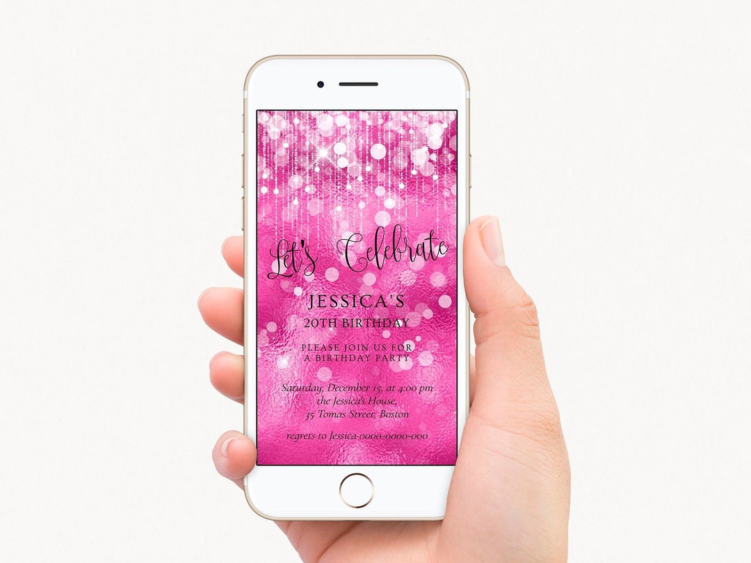 Hot Fuchsia Birthday Invitation, Digital Birthday Invitation, Girl ...