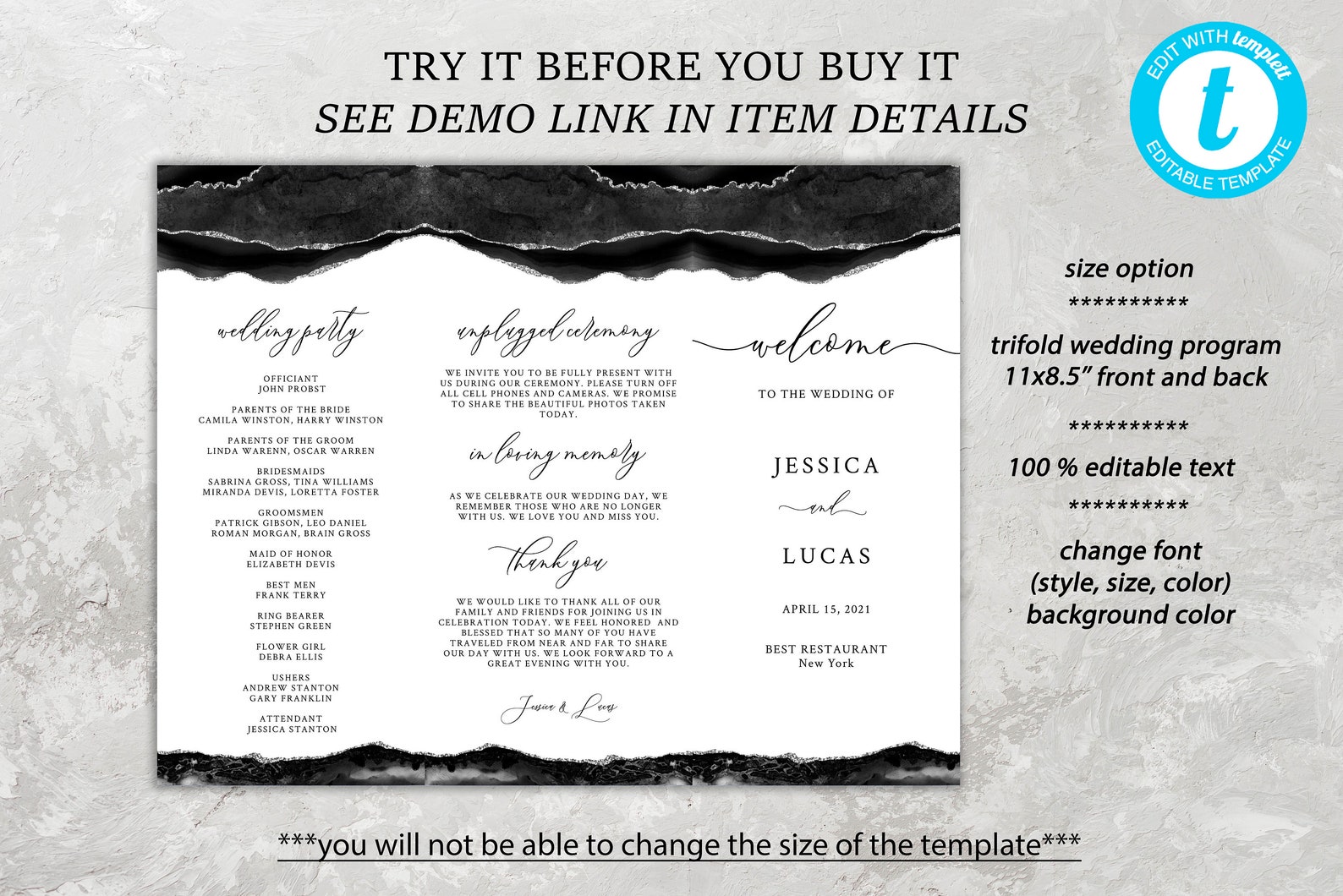 Trifold Wedding Program Template Folding Program Wedding - Etsy