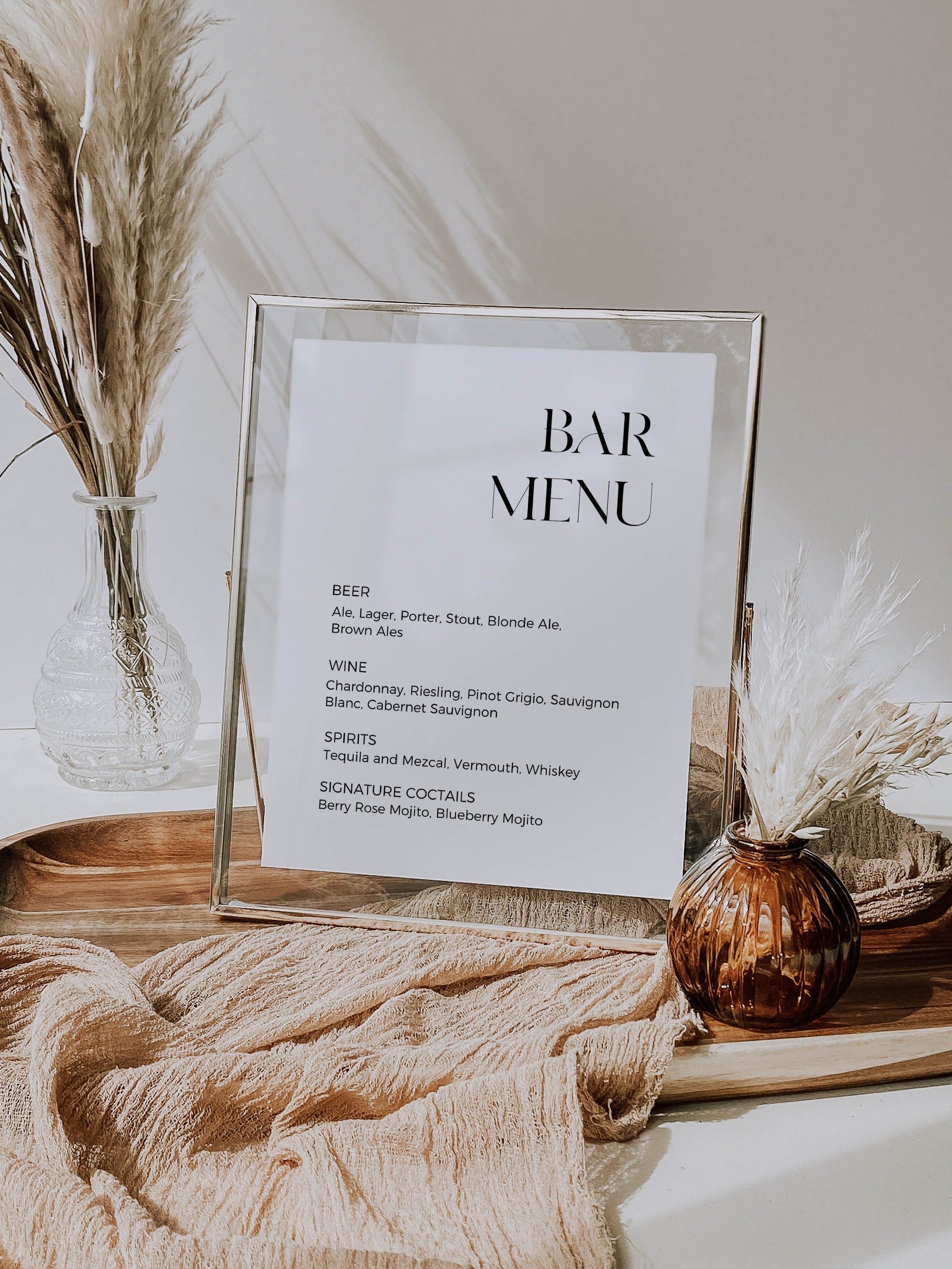 Modern Minimalist Bar Menu Sign Wedding Bar Sign Printable - Etsy