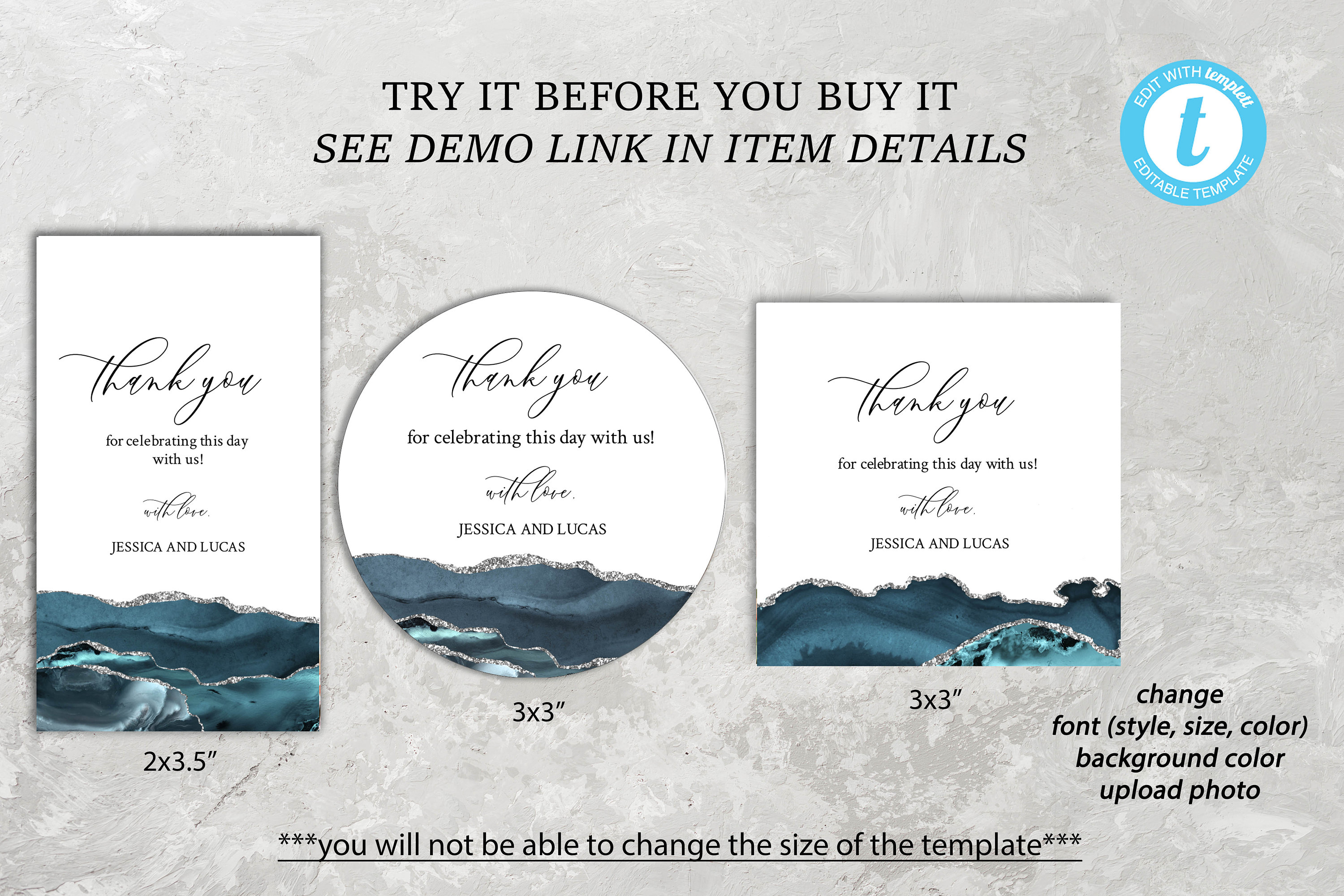 Teal and Silver Favor Tag Wedding Favor Tag Printable Favor - Etsy