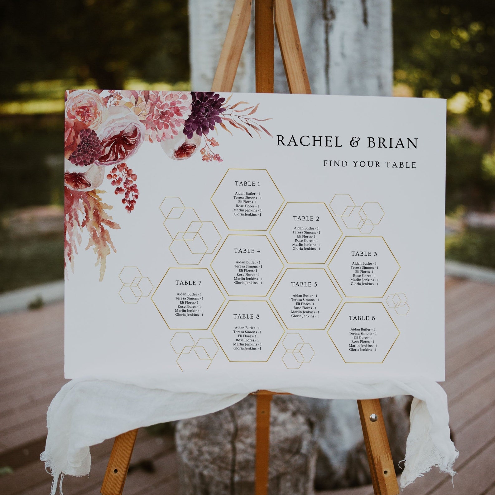 Hexagon Seating Chart Template Wedding Seating Board With - Etsy