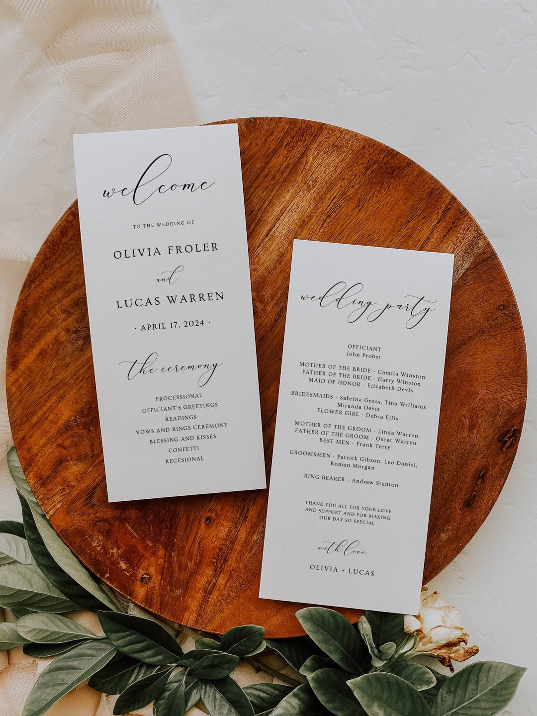 Minimalist Wedding Program Template, Elegant Wedding Program, Modern ...