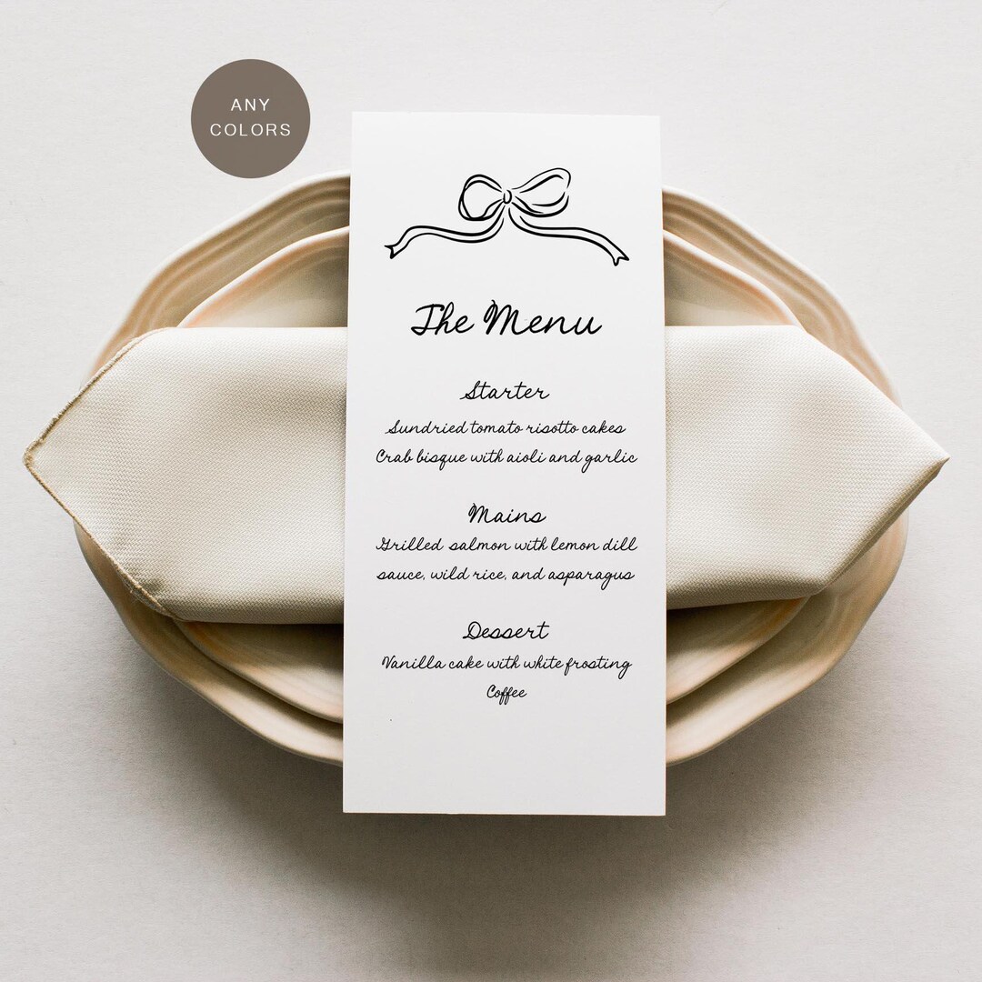 Whimsical Wedding Menu, Hand Drawn Menu, Handwritten Menu, Elegant Menu ...