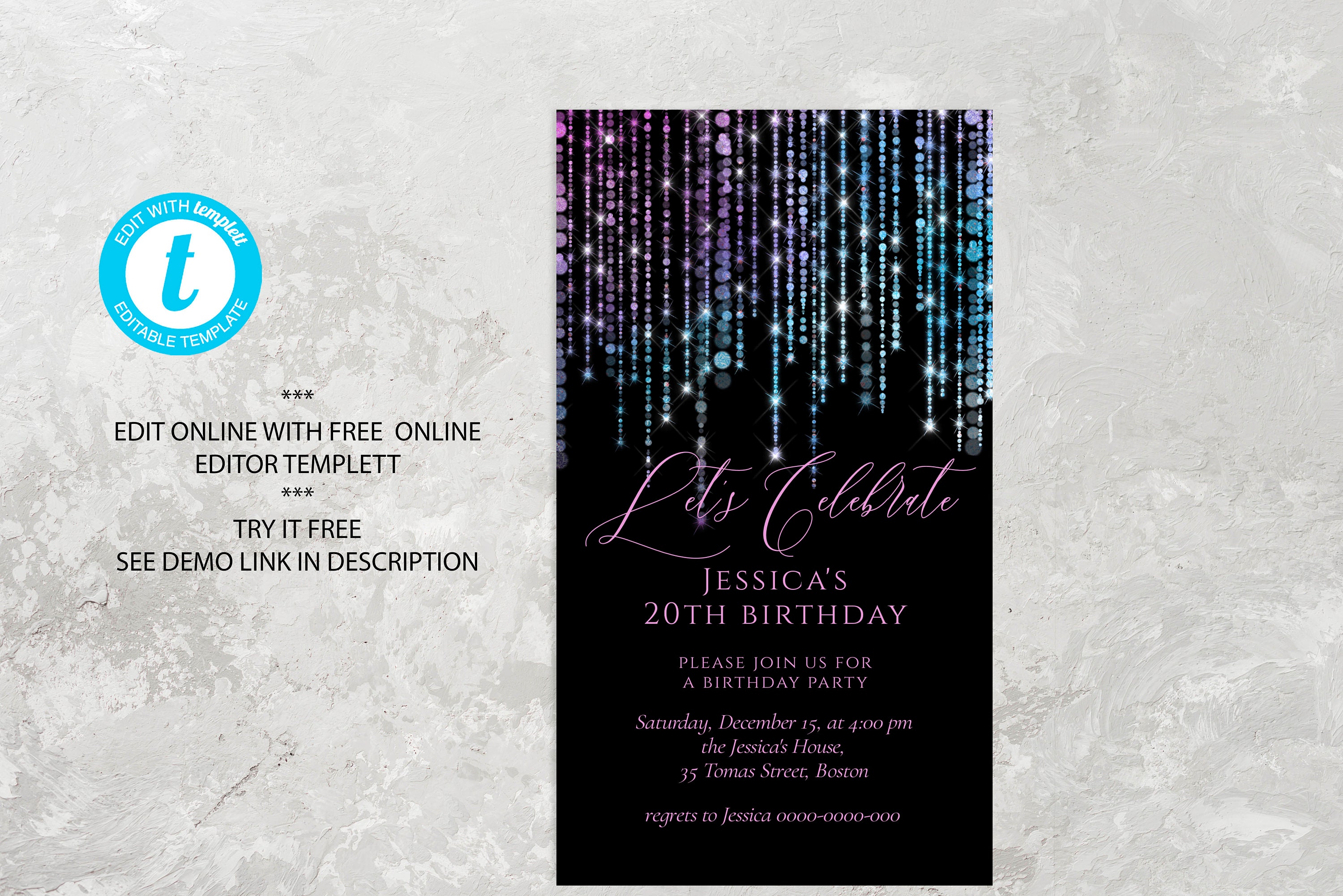 Electronic Digital Birthday Invitation Birthday Invite Text | Etsy