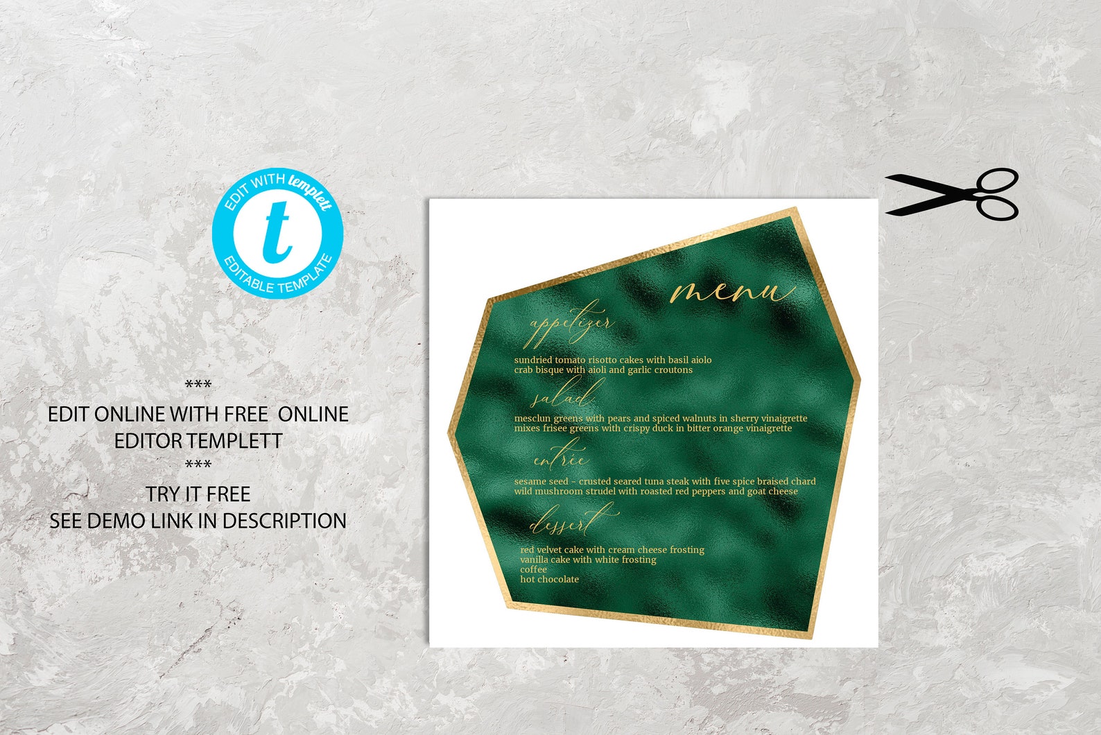 Geometric Menu Card Template Dinner Menu Card Menu Card - Etsy