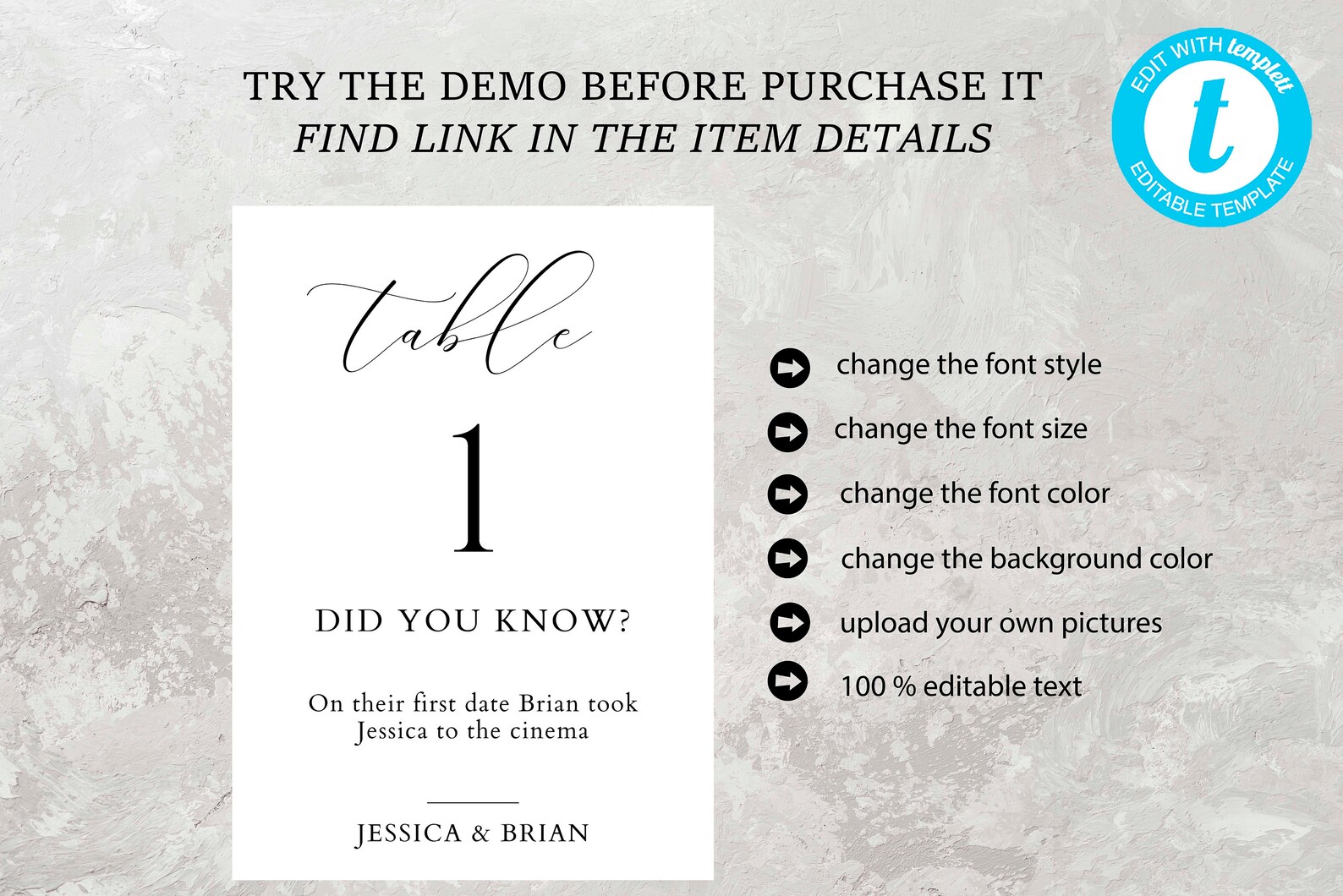 Table Number Card Template Did You Know Table Card Fun Facts - Etsy