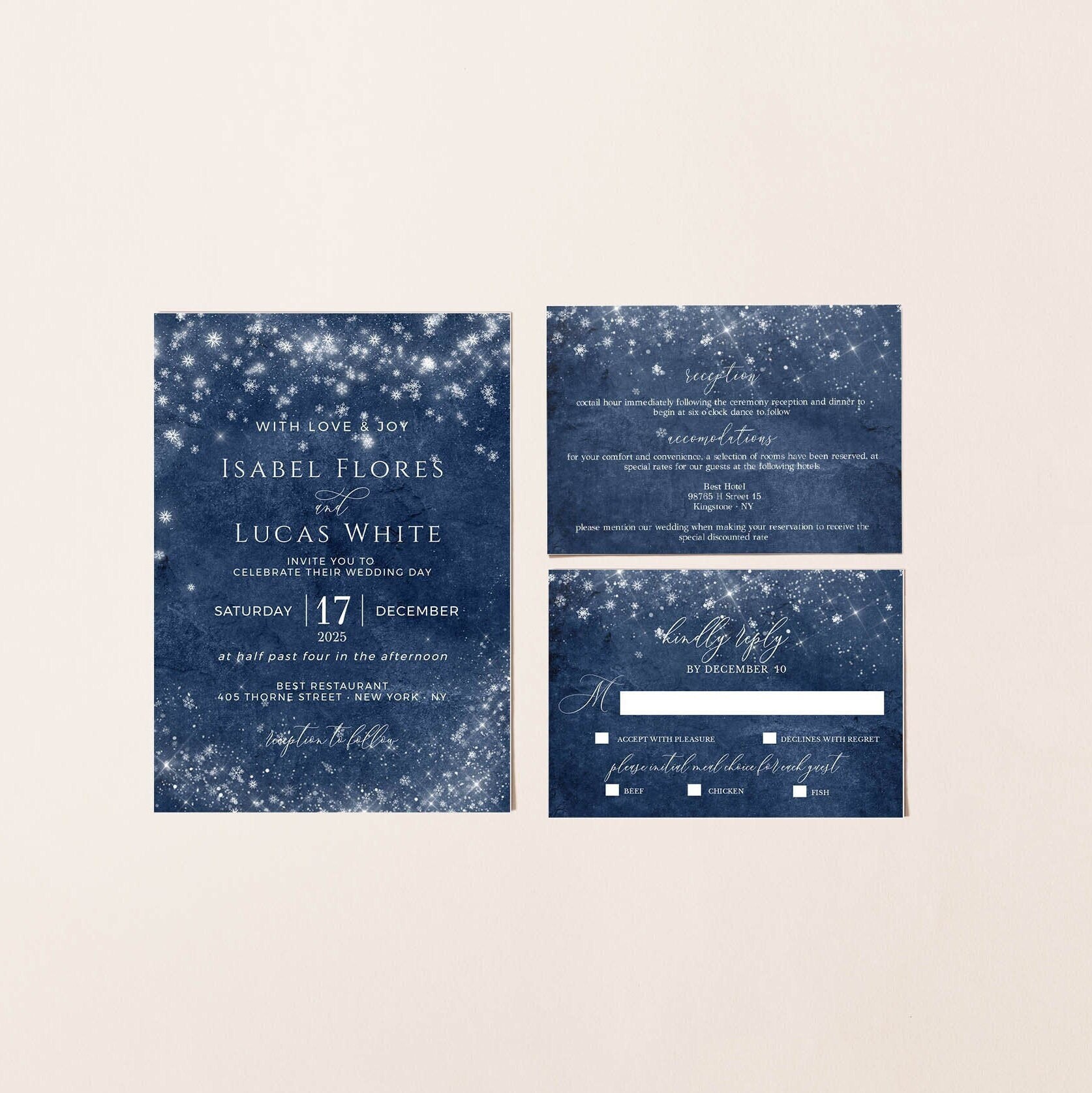 Winter Wedding Invitation Set Wedding Invitation With | Etsy