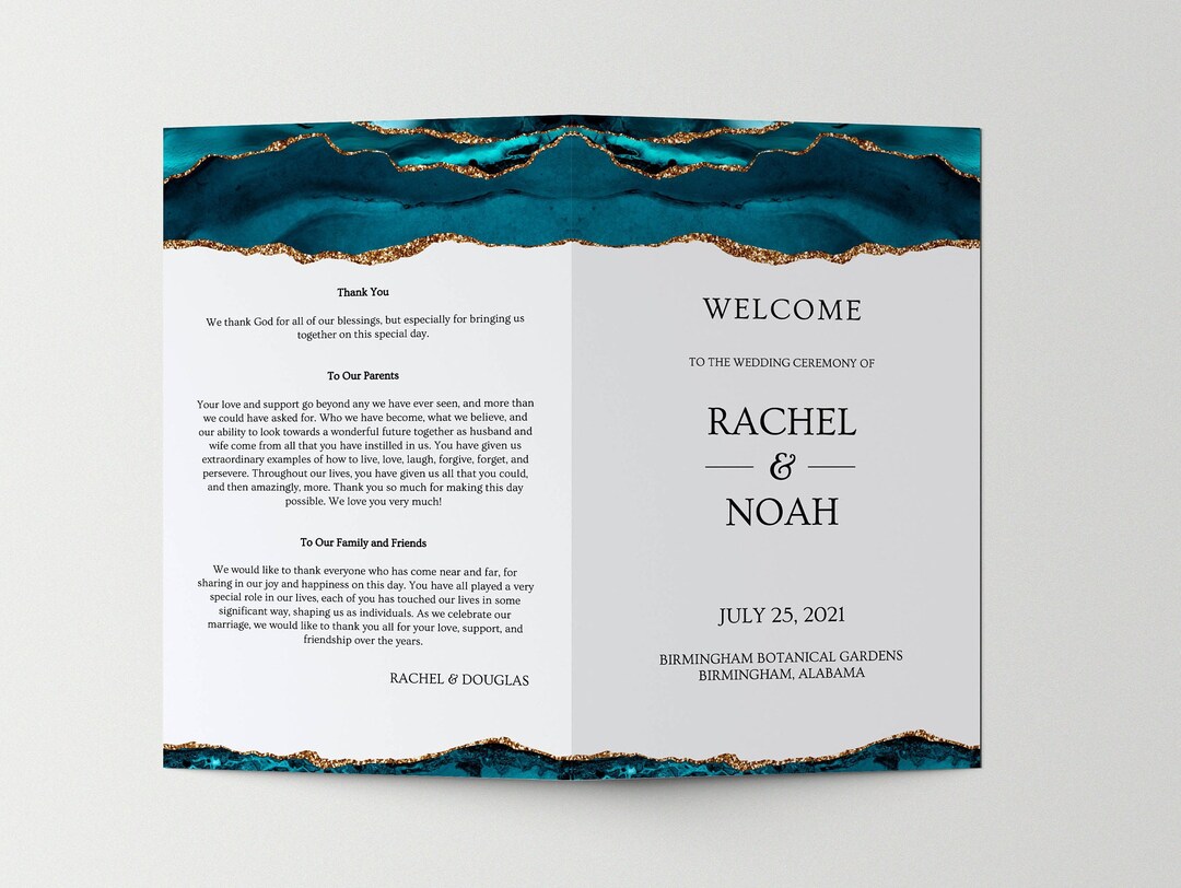 Wedding Program Booklet Template, Bifold Wedding Program, Ceremony ...
