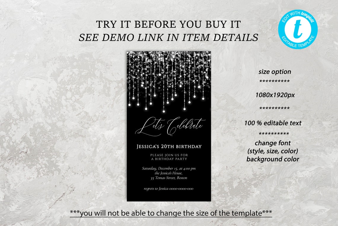 Birthday Invite Electronic Birthday Invitation SMS Birthday - Etsy Canada