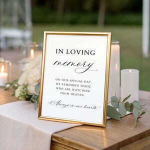 Modern Minimalist Wedding Memorial Sign: in Loving Memory, Editable ...